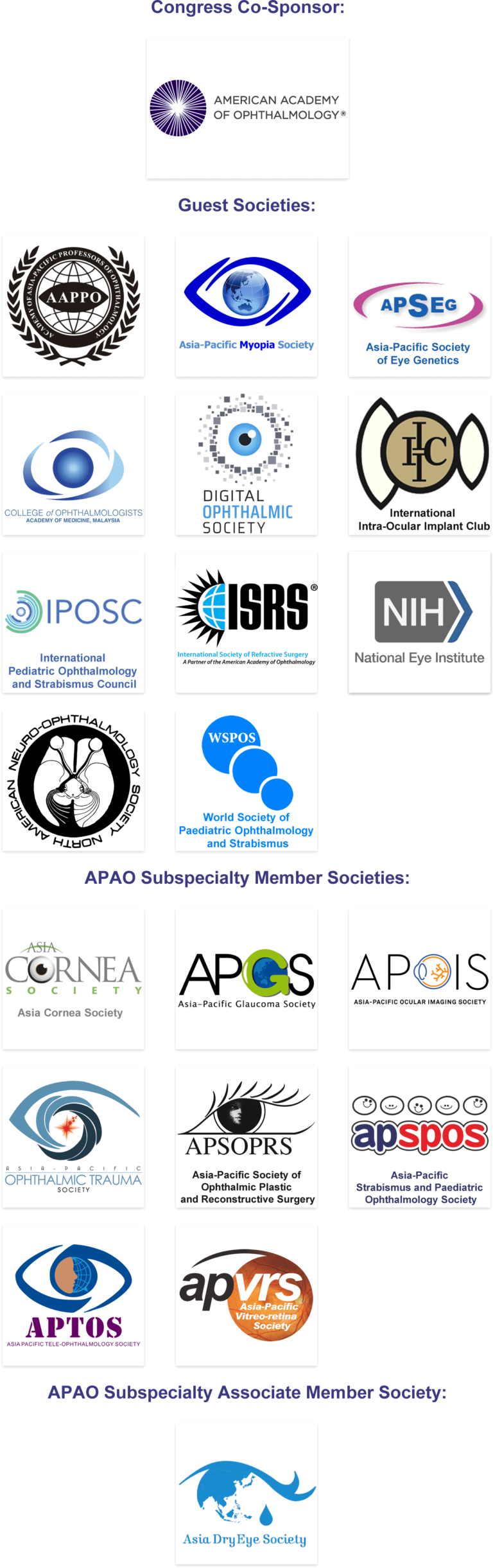 Supporting Organizations – APAO® 2023